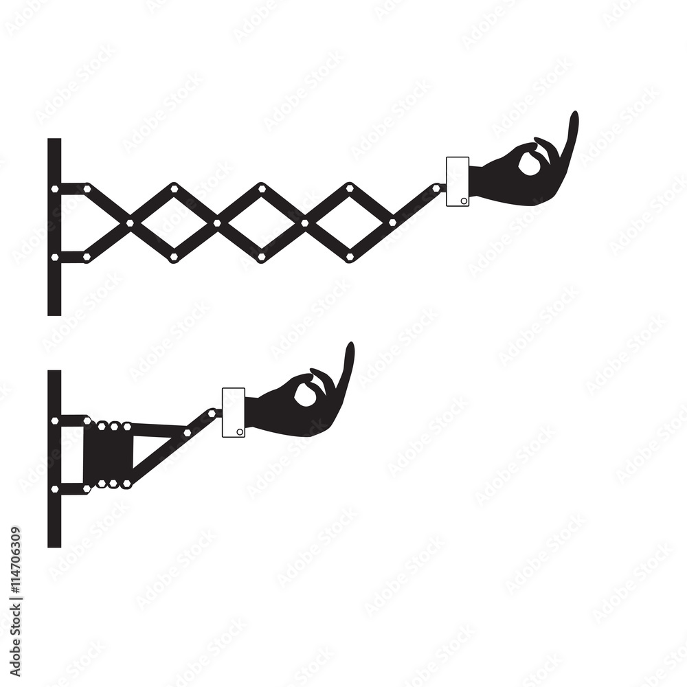 Retractable wall bunching middle finger sign, vector illustration ...