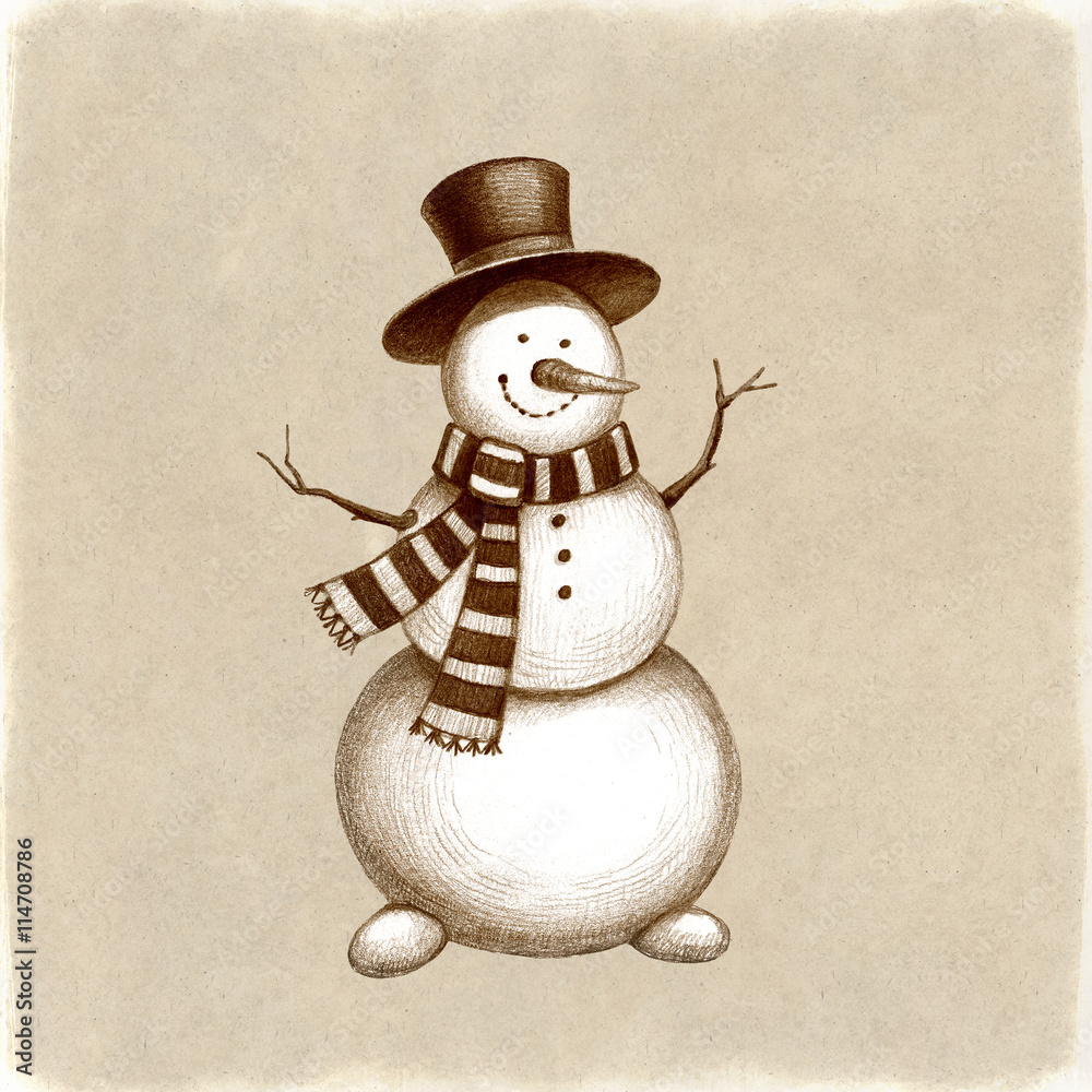 Snowman Pencil Drawing