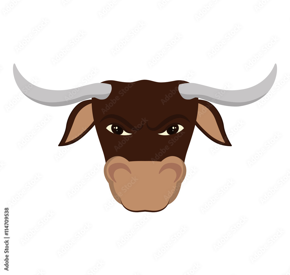 Animal concept represented by bull cartoon icon. isolated and flat ...