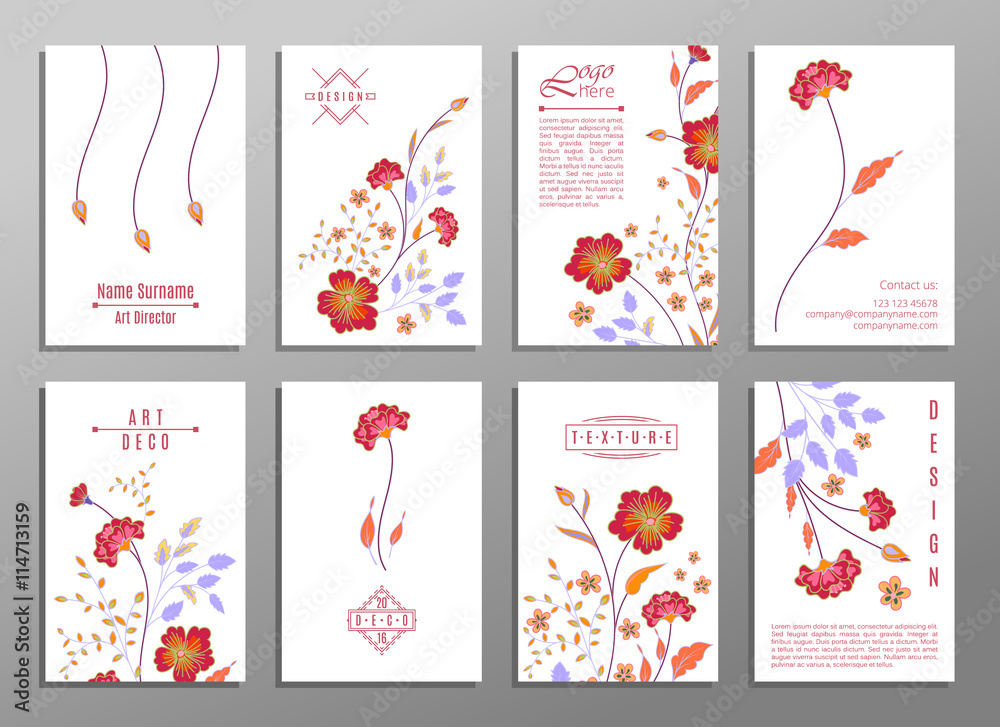 collection of cute invitation cards with flowers for your design Stock ...
