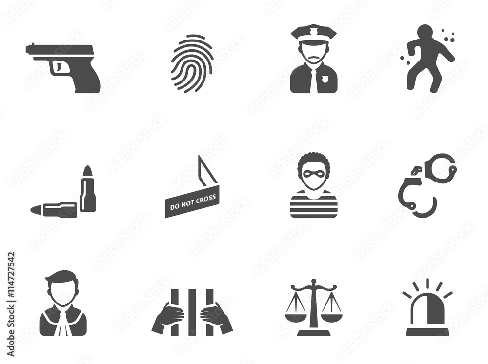 Crime icons in black & white. Stock Vector | Adobe Stock
