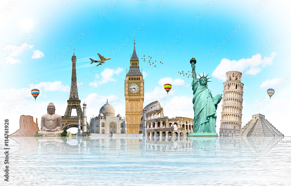 Poster Famous landmarks of the world grouped together – Wall Art ...