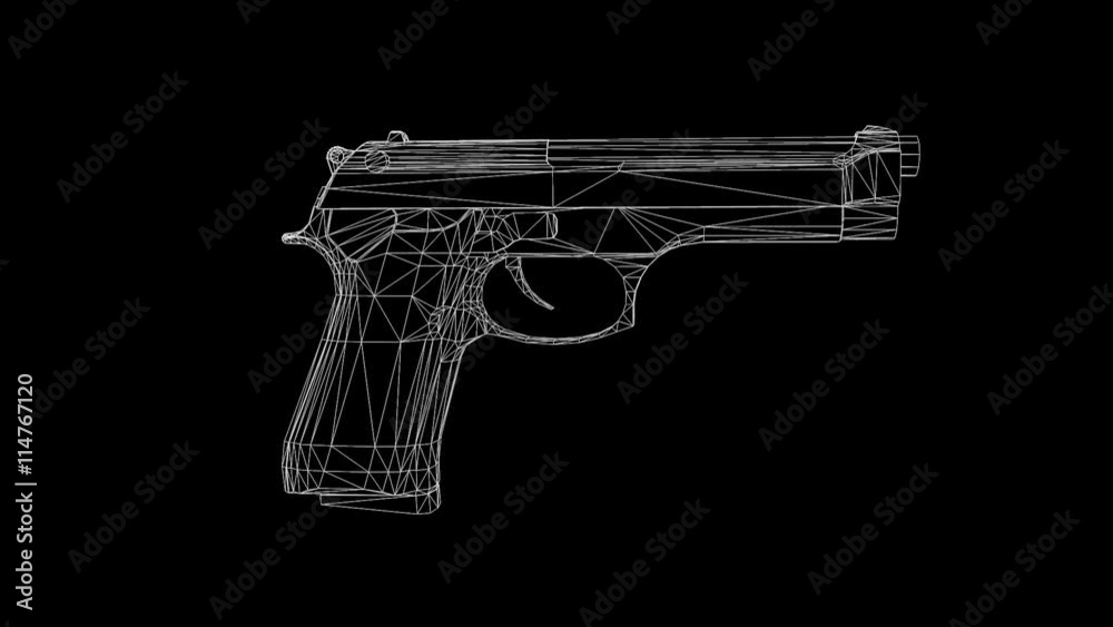 Gun Weapon Hologram Wireframe in Motion. Nice 3D Rendering Stock Video ...