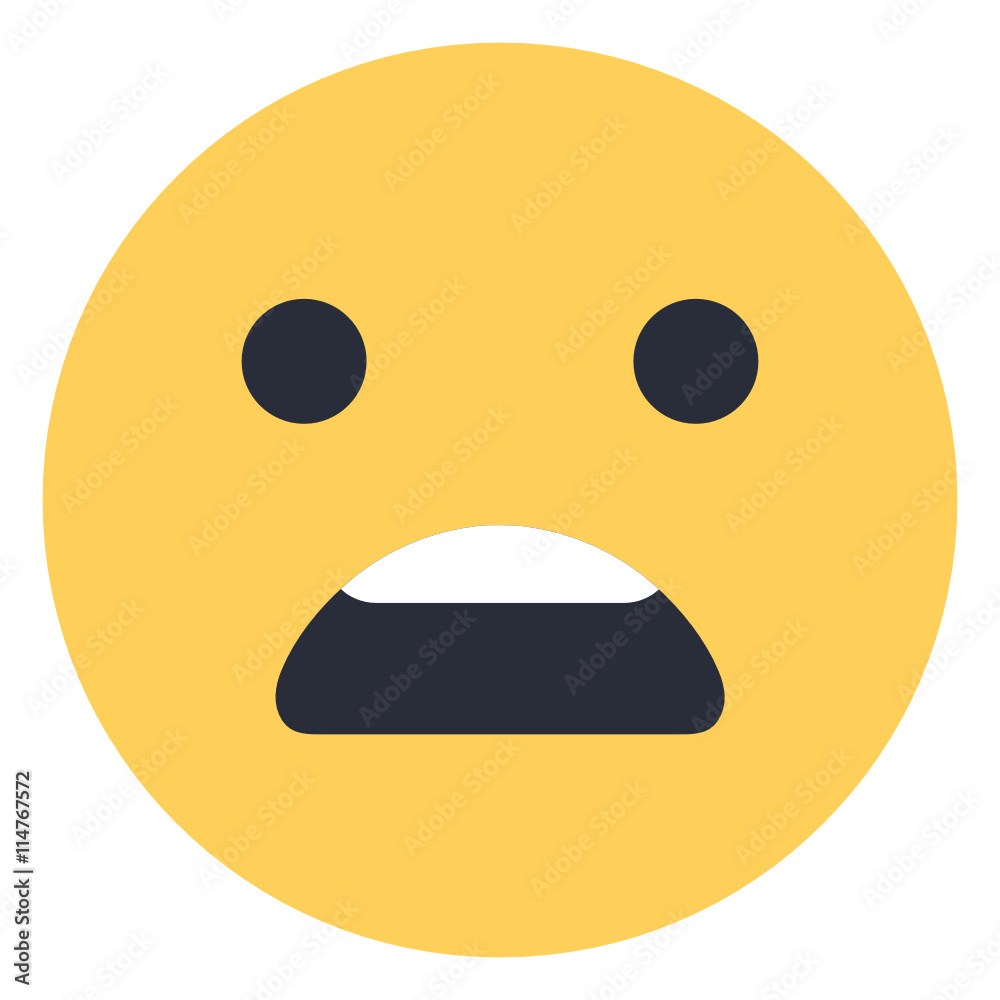 Frowning face with open mouth - Flat Emoticon design | Emojilicious ...