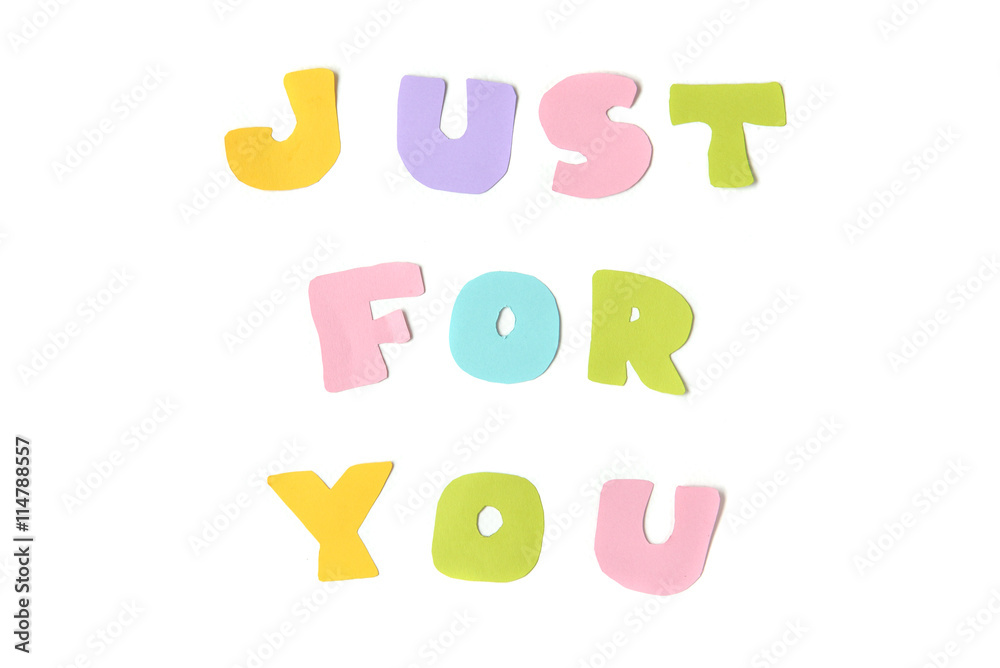 Just for you text on white background - isolated Stock Photo | Adobe Stock