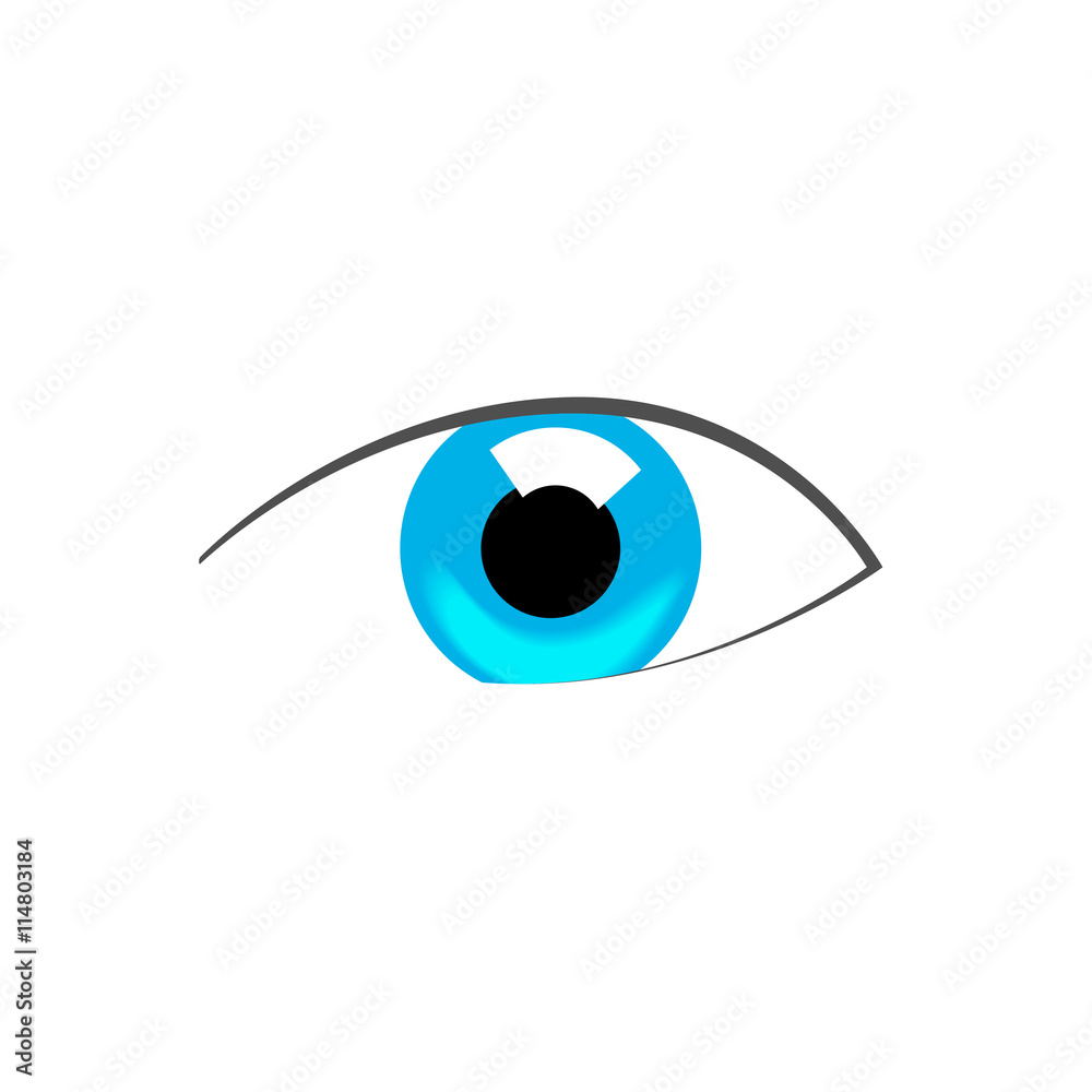 Blue eye abstract vector symbol illustration, flat drawing style ...