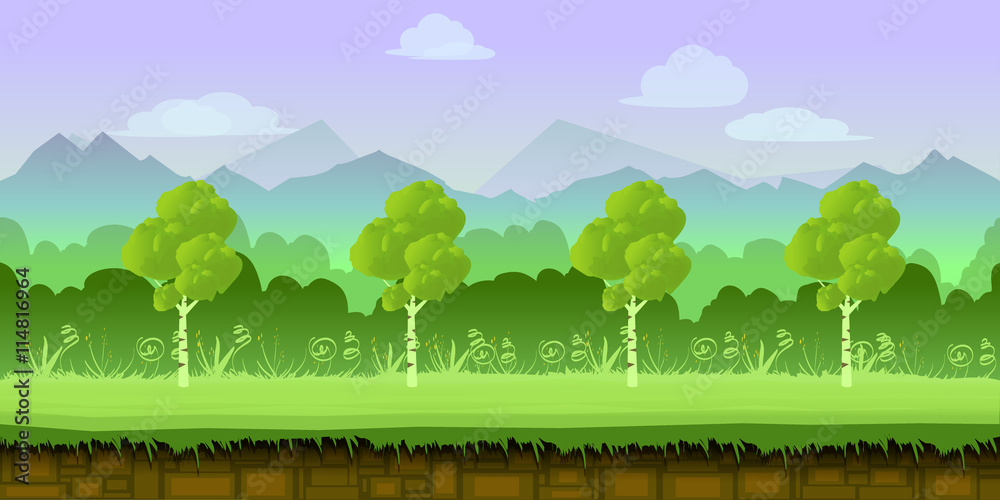 game background 2d application. Vector design. Tileable horizontally ...