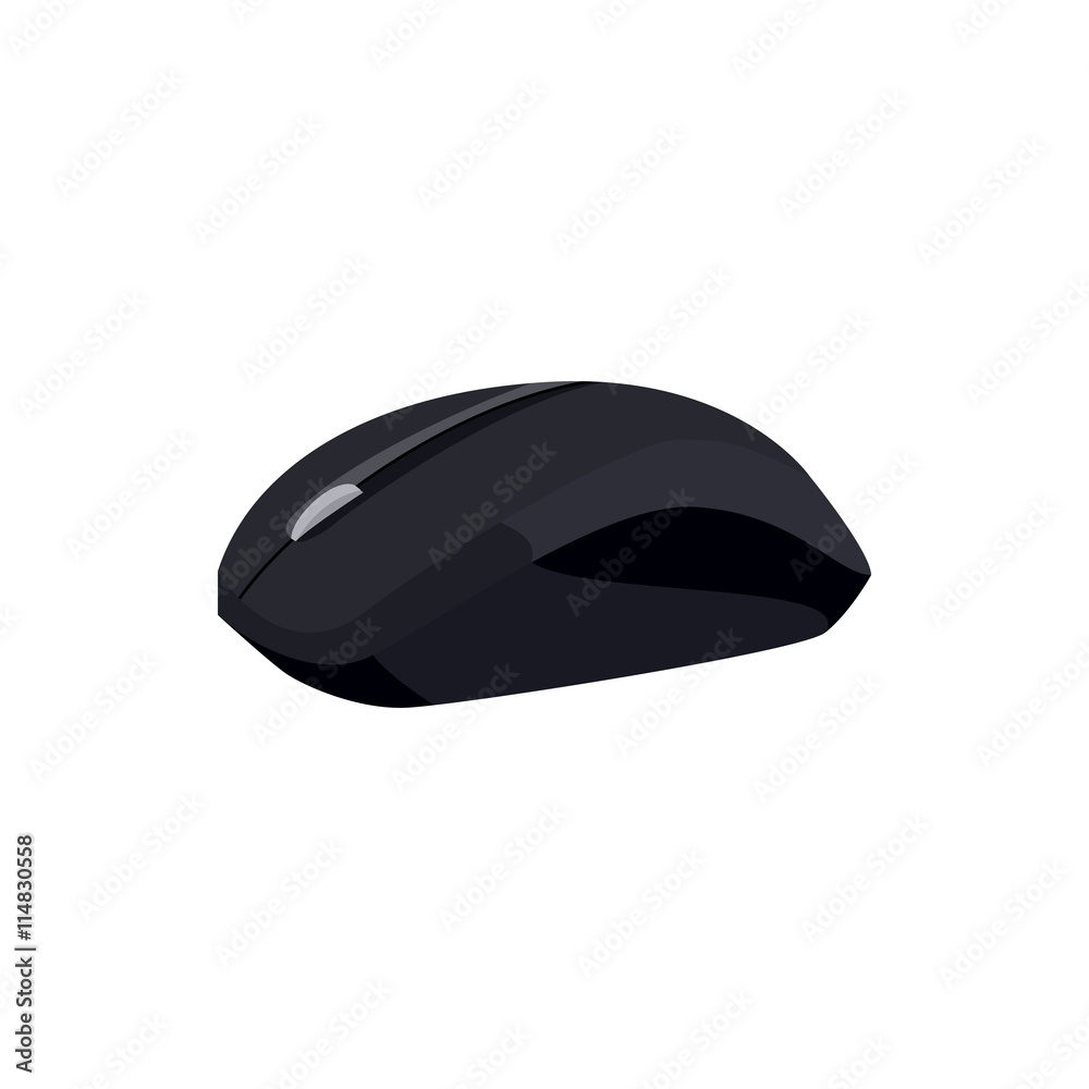Black computer mouse icon in cartoon style on a white background Stock ...