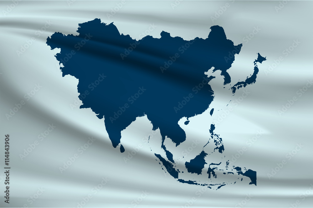 Asian flag. Map of the Asian continent Stock Vector | Adobe Stock