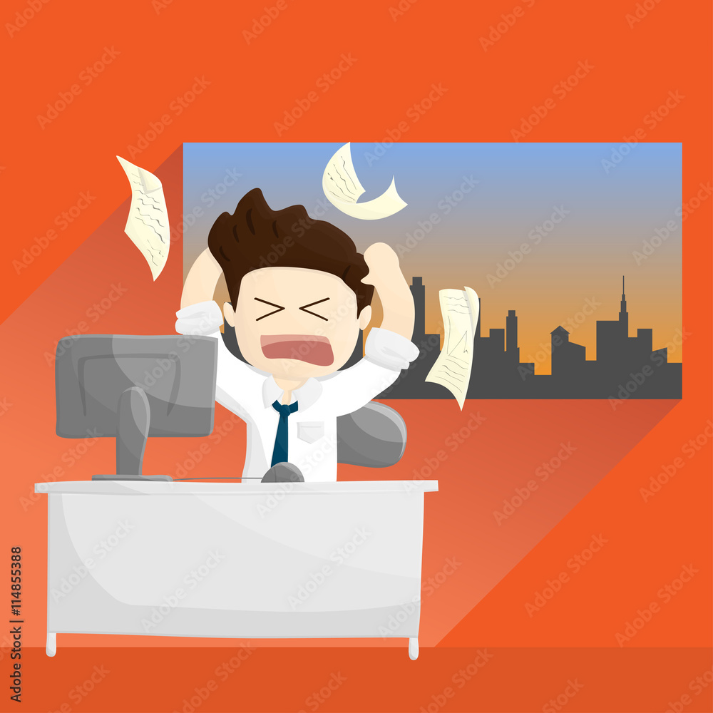 busy angry work time salary man cartoon lifestyle illustration Stock ...