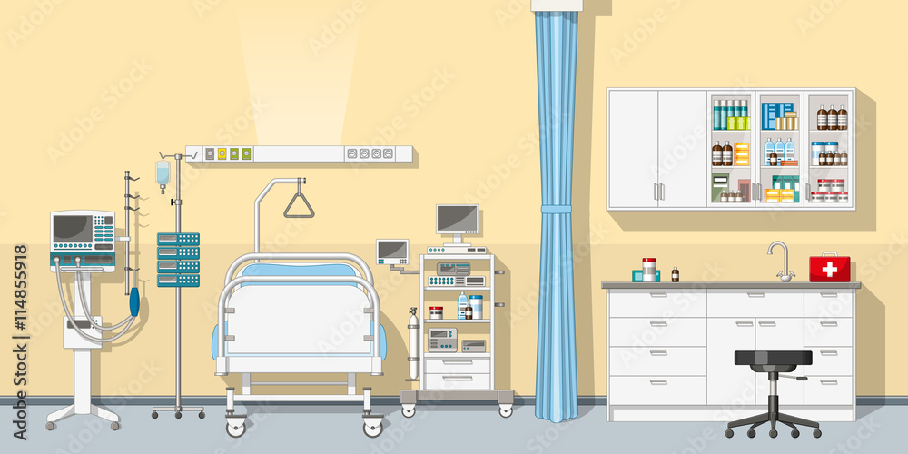 Illustration an intensive care unit Stock Vector | Adobe Stock