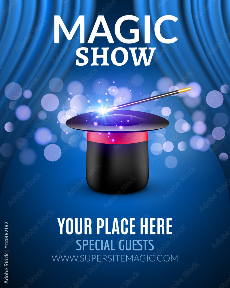 Magic Show poster design template. Magic show flyer design with magic ...