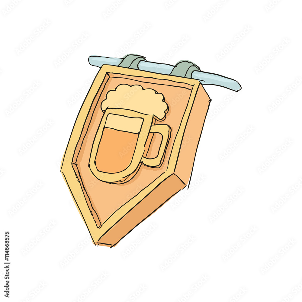 Sign beer bar icon in cartoon style isolated on white background ...