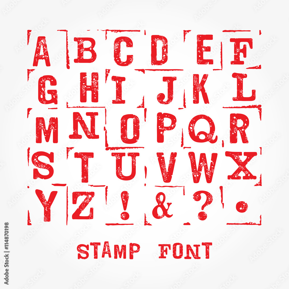 Stamp font sim 3 Stock Vector | Adobe Stock