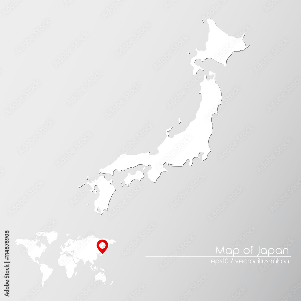 Vector map of Japan with world map infographic style. Stock Vector ...