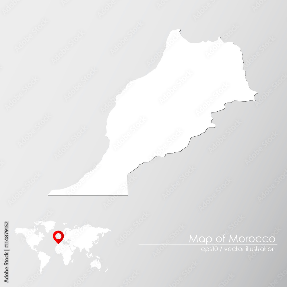 Vector map of Morocco with world map infographic style. Stock Vector ...