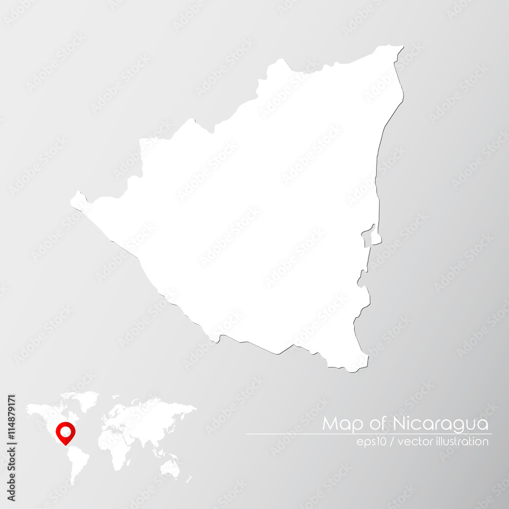 Vector map of Nicaragua with world map infographic style. Stock Vector ...