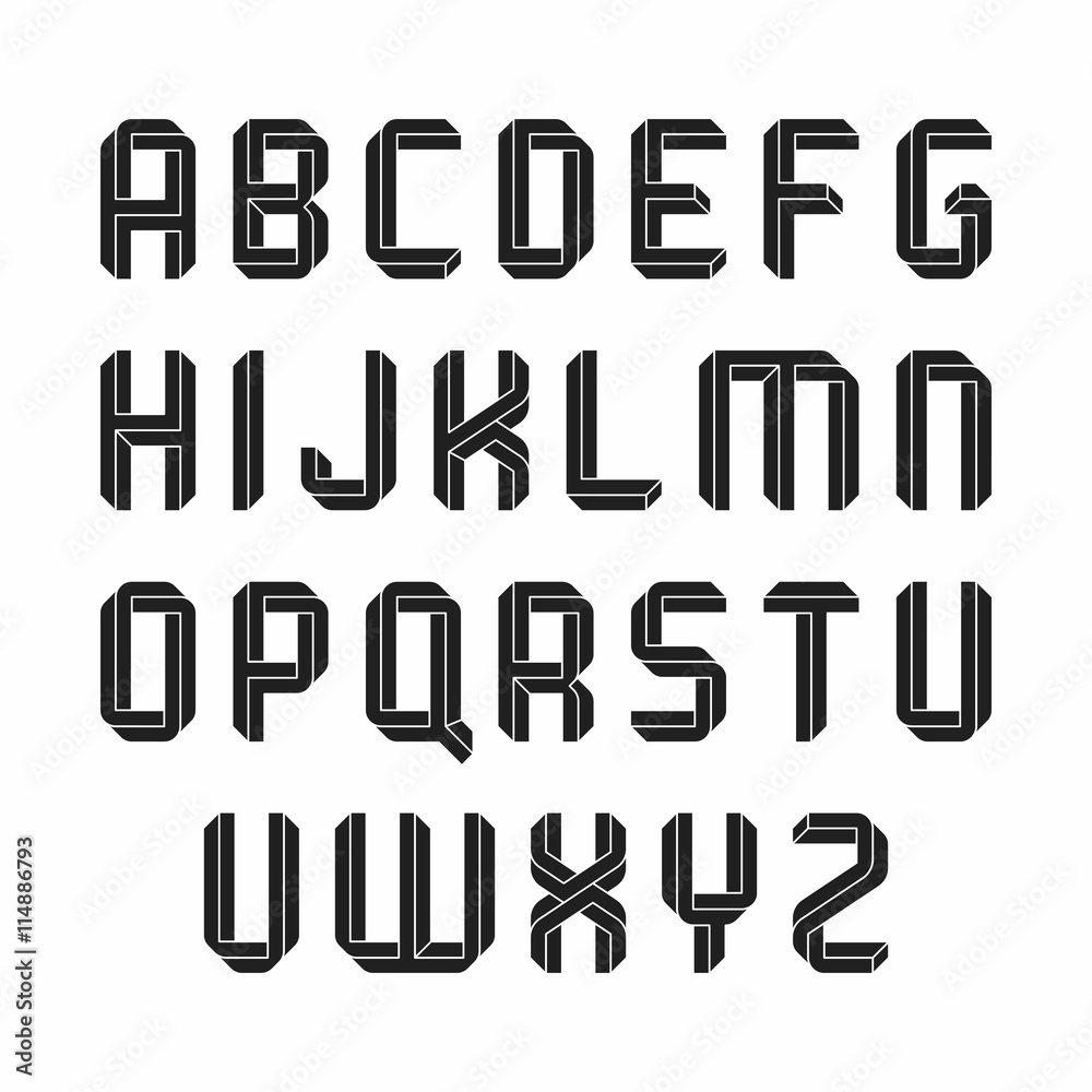 Isometric 3d outline font, three-dimensional alphabet Stock Vector ...