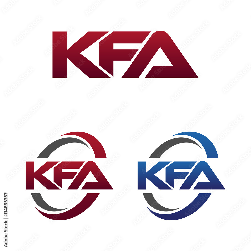 Modern 3 Letters Initial logo Vector Swoosh Red Blue kfa Stock Vector ...