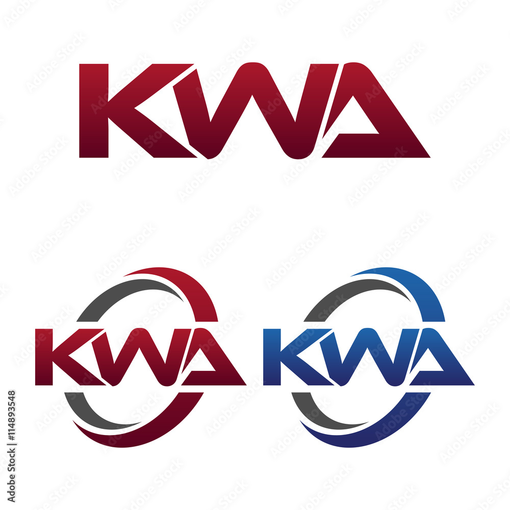 Modern 3 Letters Initial logo Vector Swoosh Red Blue kwa Stock Vector ...