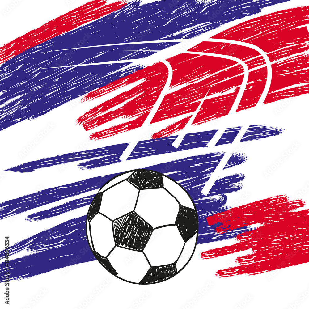 Football championship background in blue and red colors. Sketch soccer ...