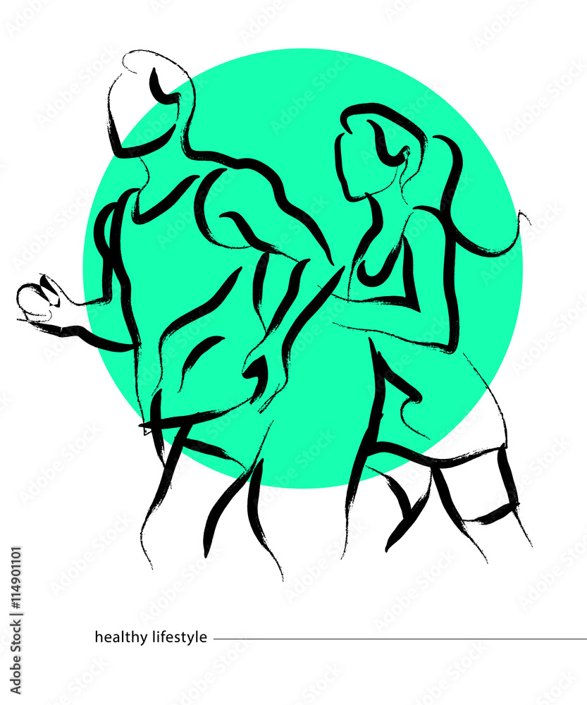 Vector hand drawn active people sketch isolated on white background ...