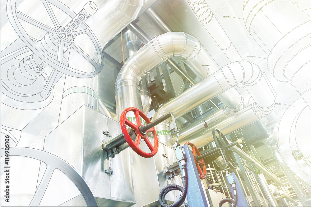 computer cad design of pipelines for modern industrial power pla Stock ...