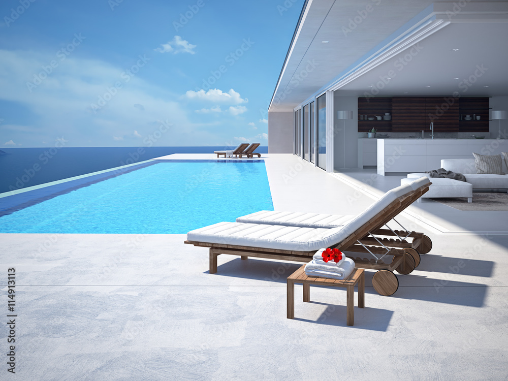 luxury swimming pool. 3d rendering Stock Illustration | Adobe Stock