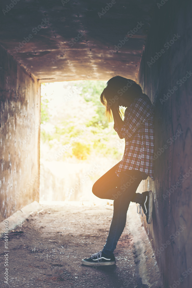sad woman standing and cry feeling so bad,loneliness,sadness,nob Stock ...