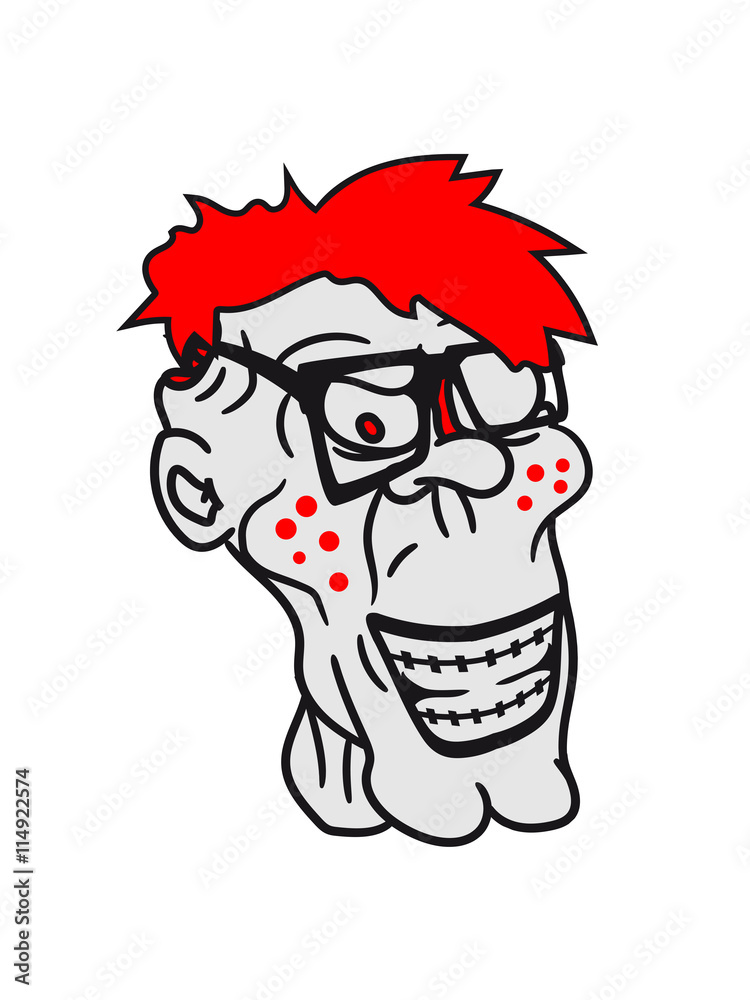face head evil ugly nerd geek nerd freak hornbrille pimple clasp zombie ...