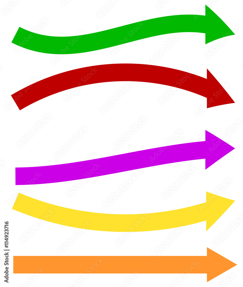 Set of 5 colorful arrow shapes. Long, horizontal arrows Stock Vector ...