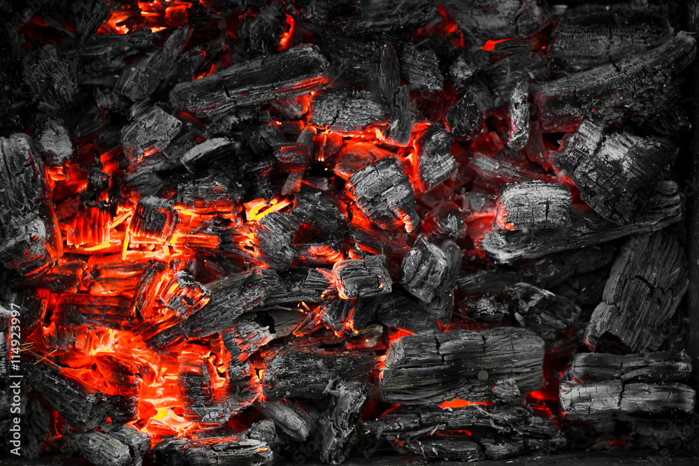 Glowing embers of wood. Stock Photo | Adobe Stock