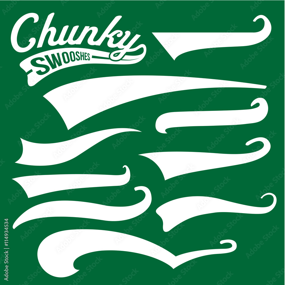 Vector Swooshes, Swishes, Whooshes, and Swashes for Typography o Stock ...