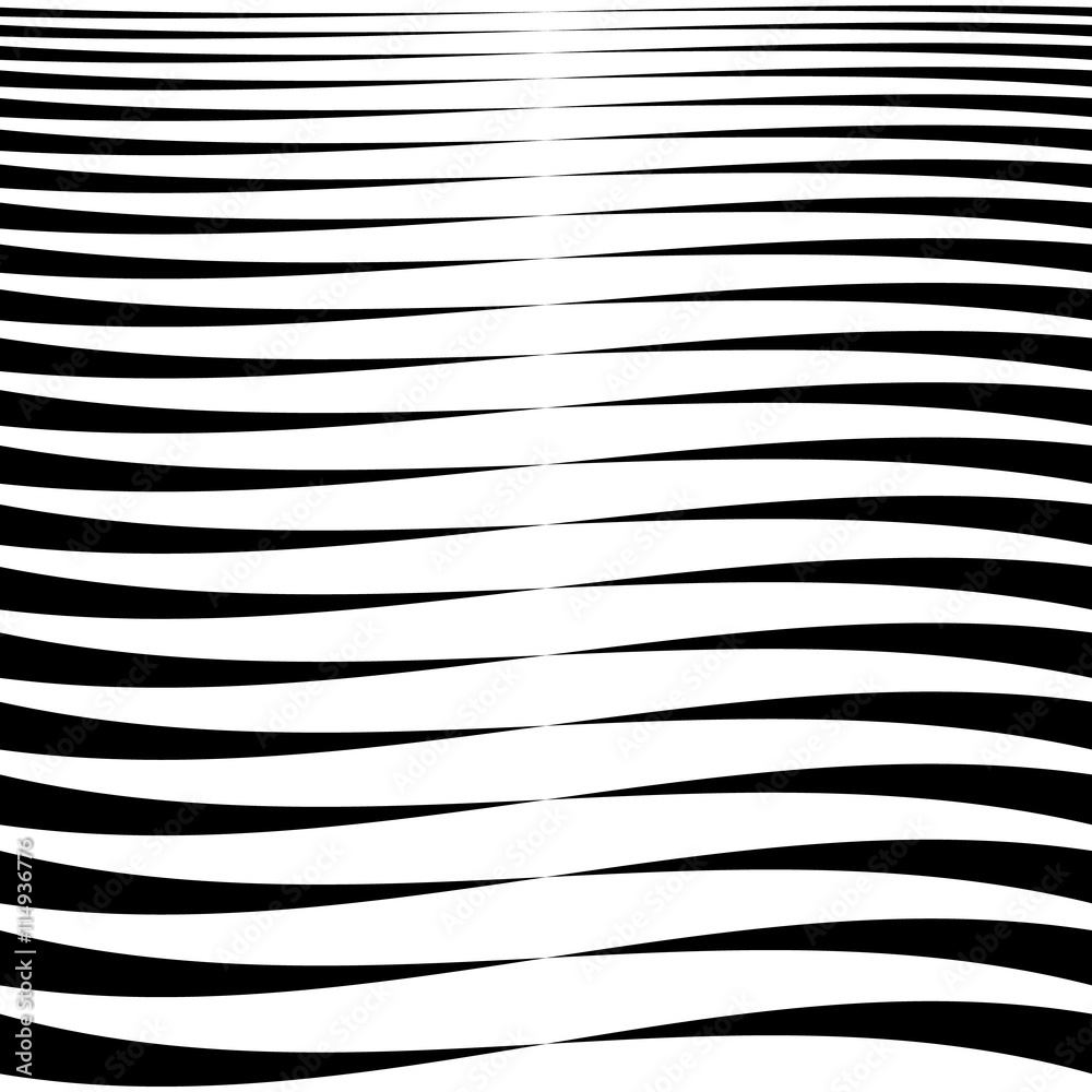 Horizontal lines, stripes - Waving, wavy lines from thick to thi Stock ...