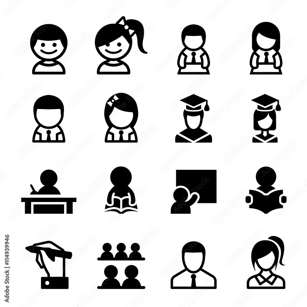Student & Learning icon set Stock Vector | Adobe Stock