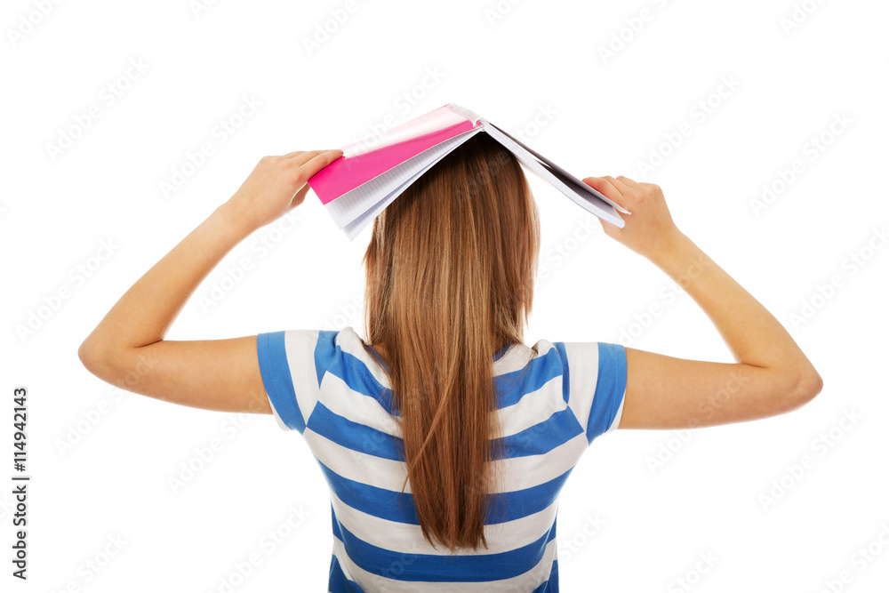 Back view of screaming teenage woman Stock Photo | Adobe Stock