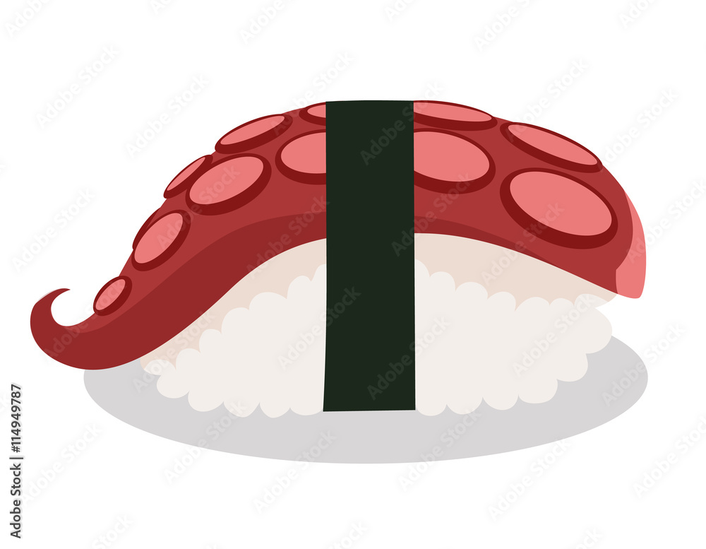 Octopus sushi food. Sushi cartoon style icon. Nori sushi with octopus ...