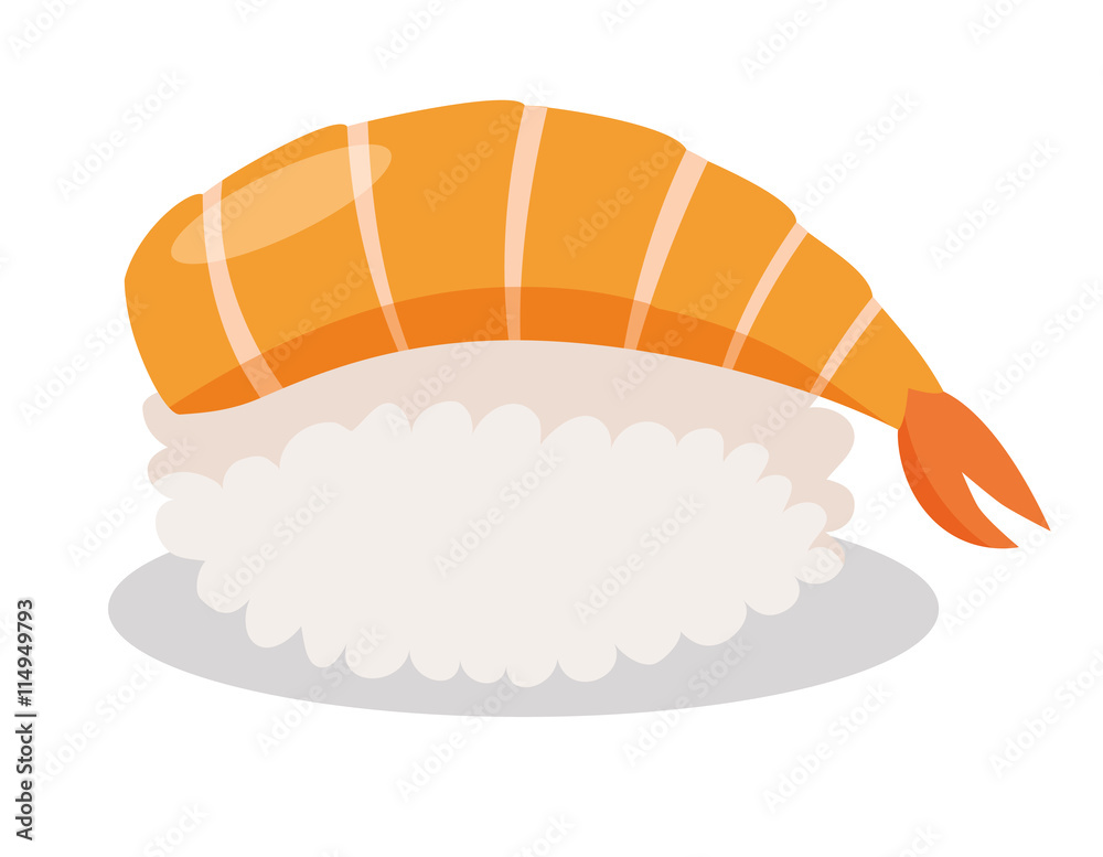 Shrimp sushi, japanese food. Sushi cartoon style icon. Sushi isolated ...