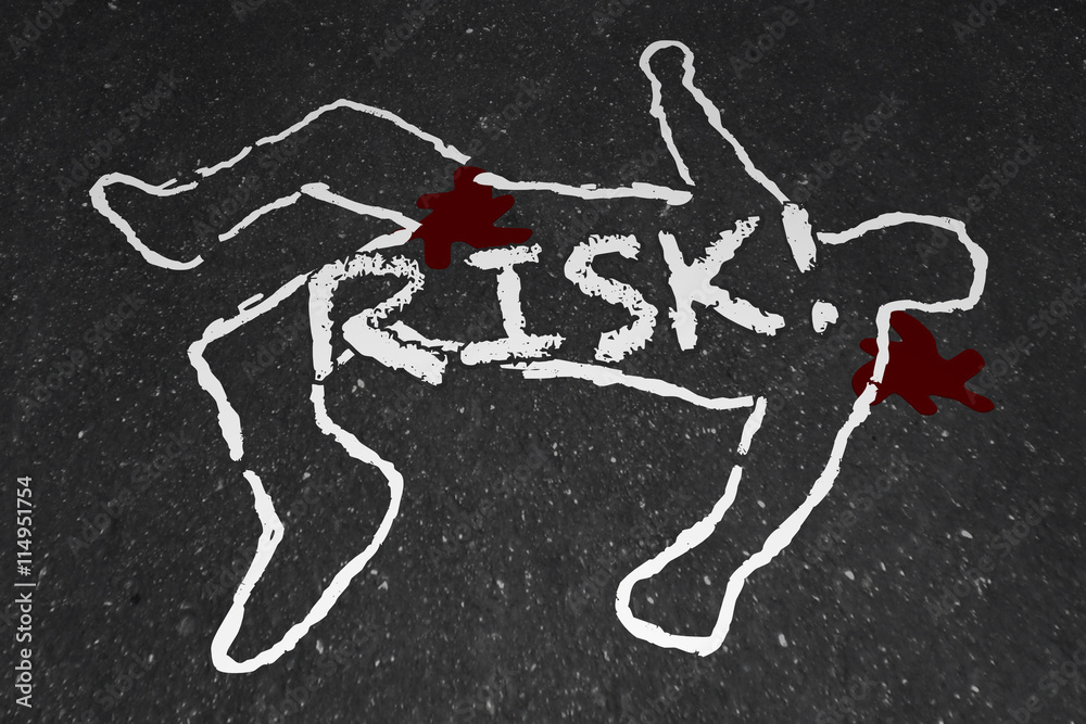 Risk Chalk Outline Dangerous Hazard Injury Death Illustration Stock ...
