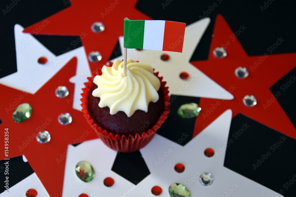 Italian Republic Day cupcake with red, white and green italian flag ...