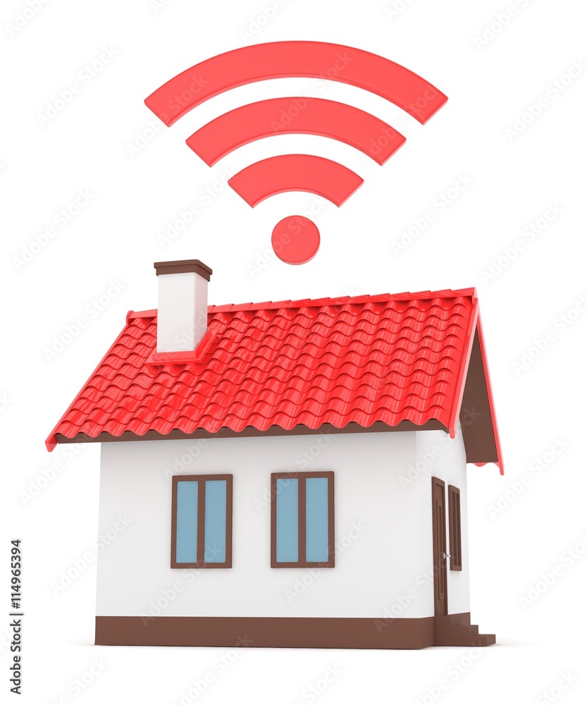 Wifi house on white background. Wireless technology. Internet, phone ...