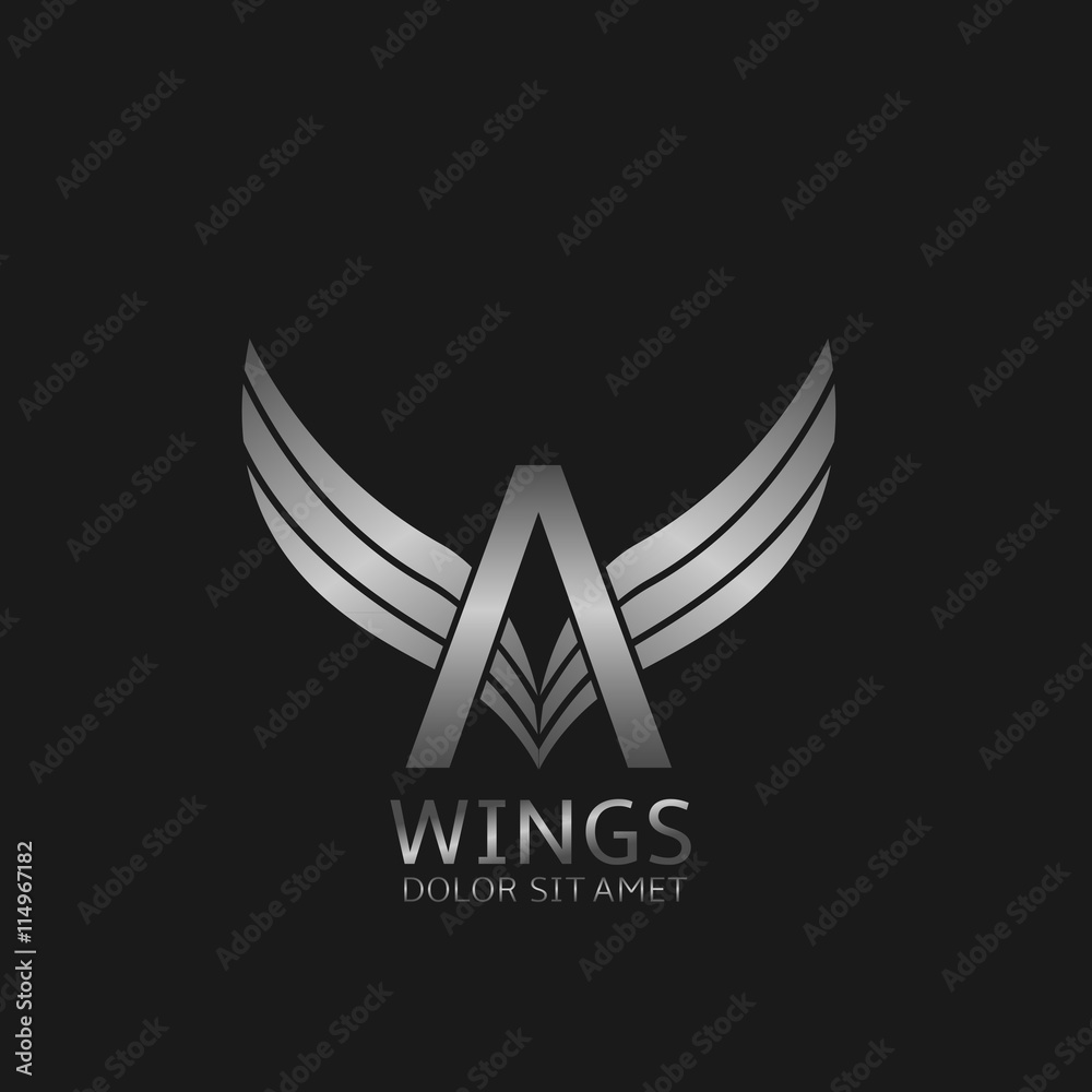 Wings A letter logo Stock Vector | Adobe Stock