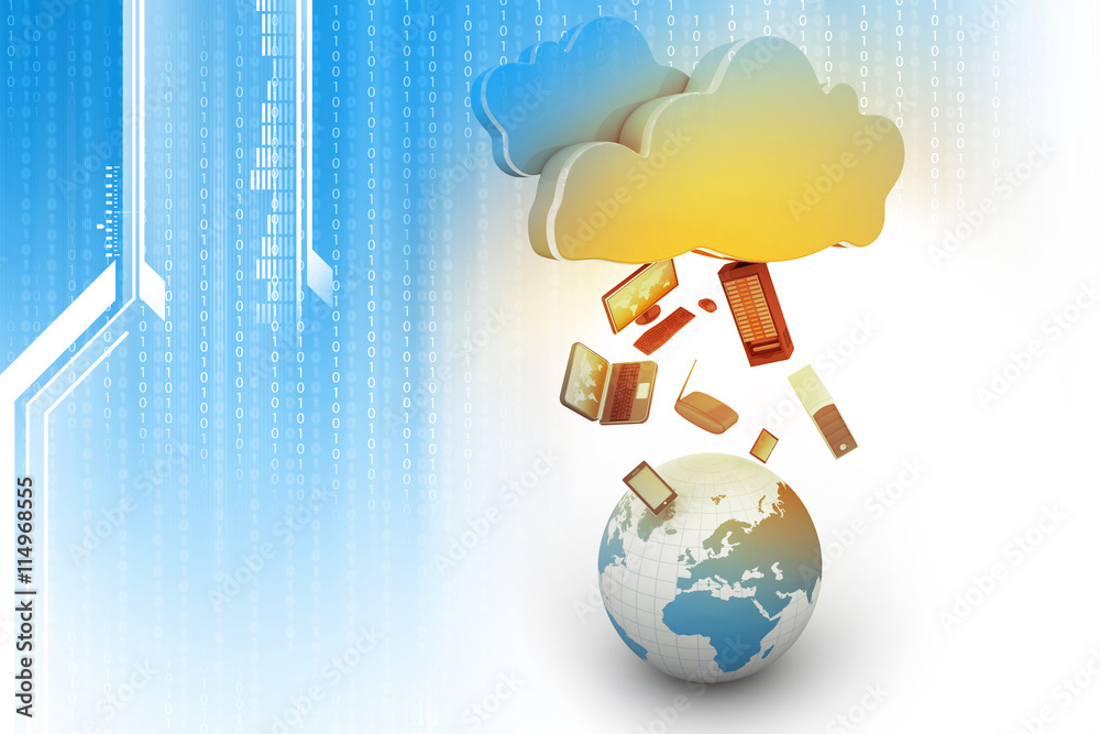3d illustration of cloud computing concept, abstract technology ...
