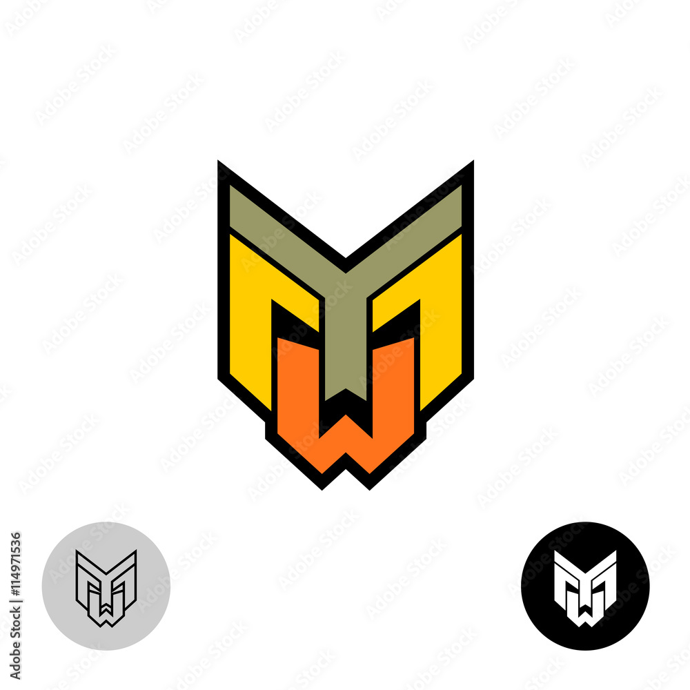 Evil daemon robot tech face logo. Letters Y, M and W monogram. Stock ...