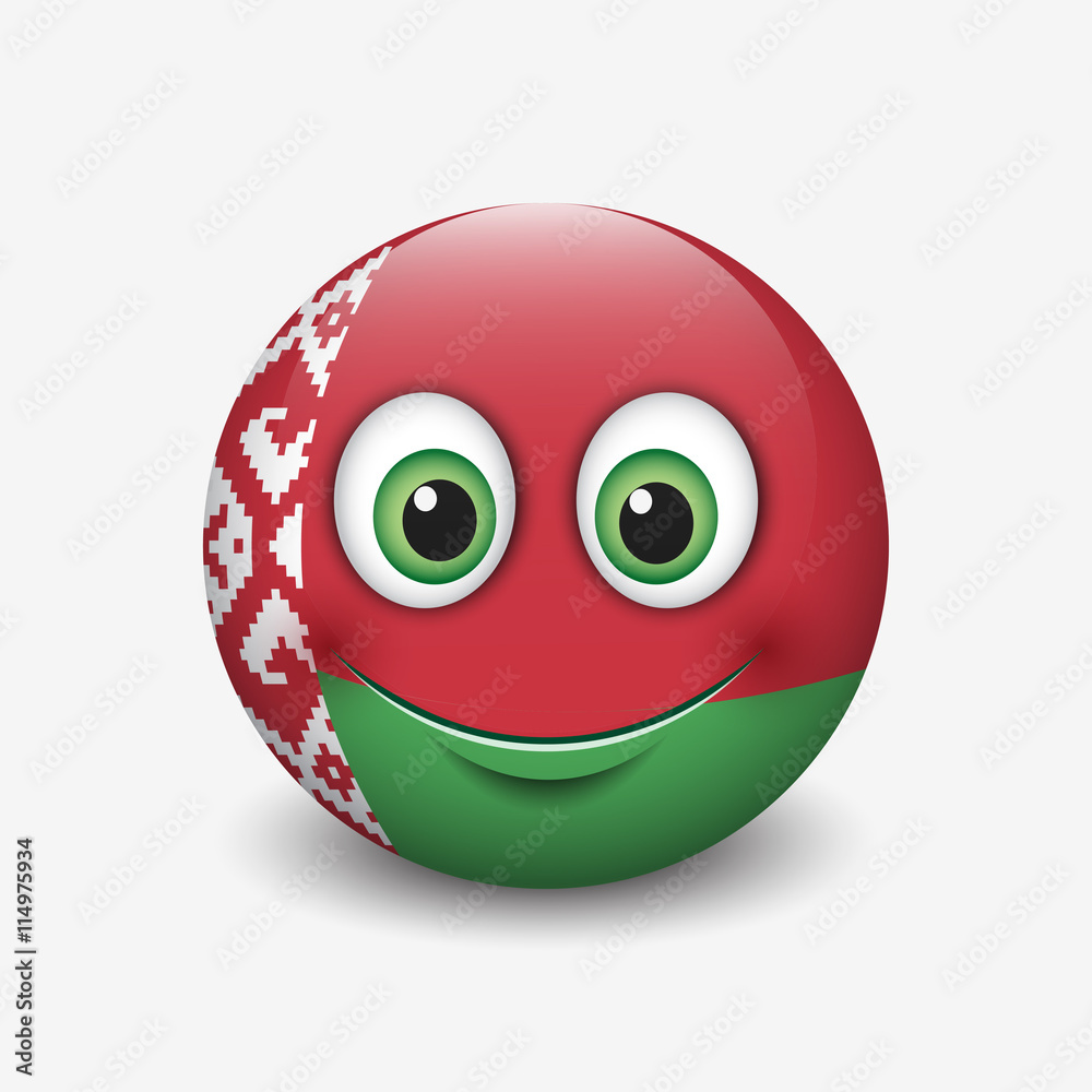 Cute emoticon isolated on white background with Belarus flag motive ...