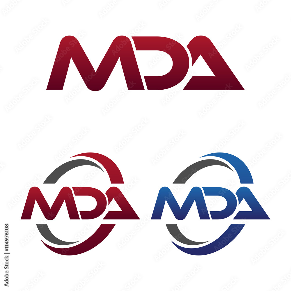 Modern 3 Letters Initial logo Vector Swoosh Red Blue mda Stock Vector ...
