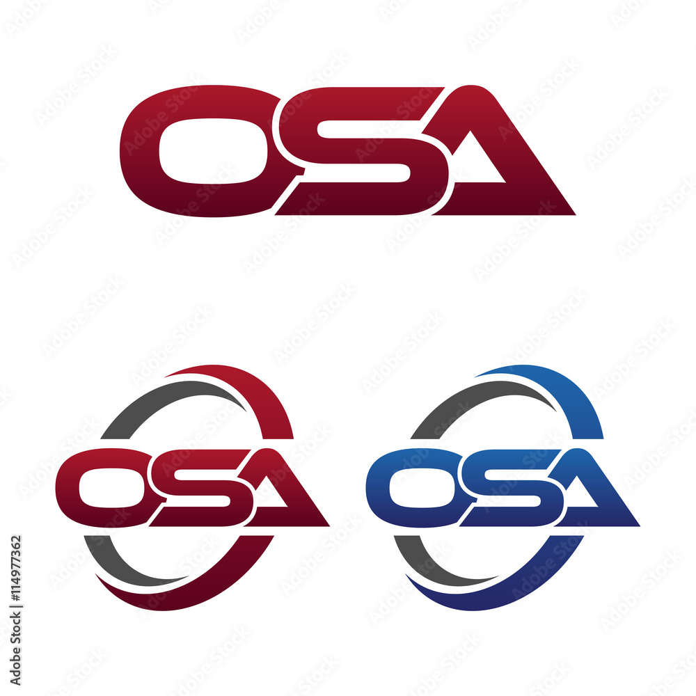 Modern 3 Letters Initial logo Vector Swoosh Red Blue osa Stock Vector ...