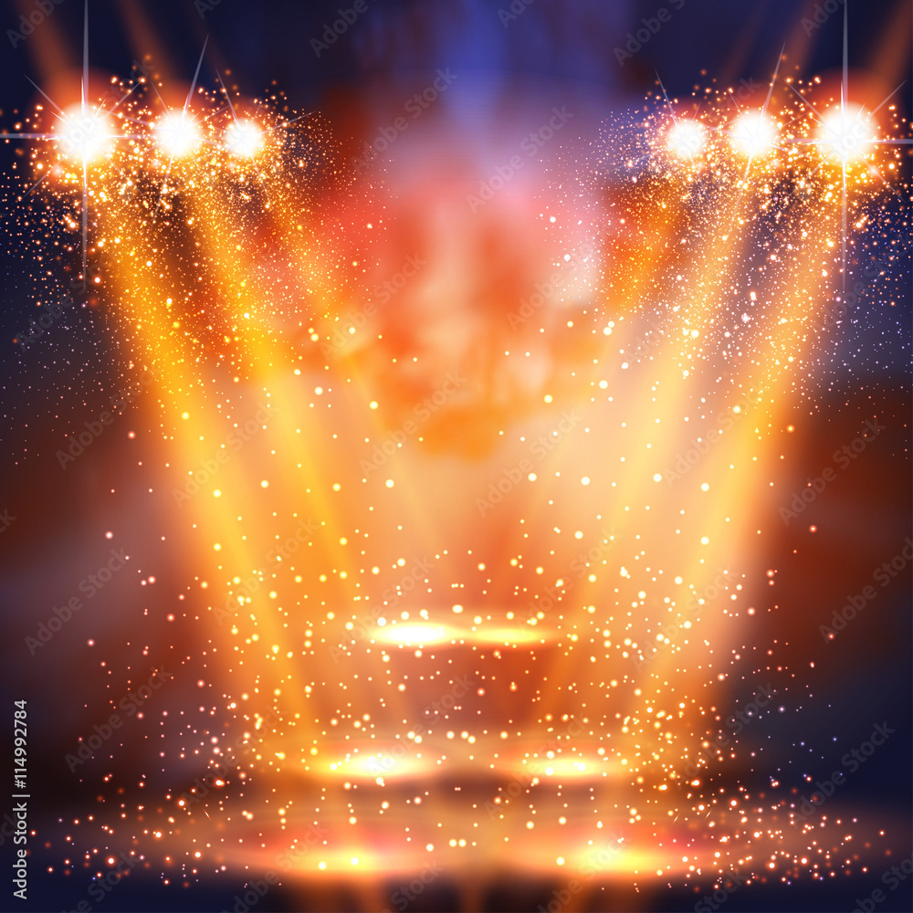 stage, light, spotlights shining in dark place background easy a Stock ...