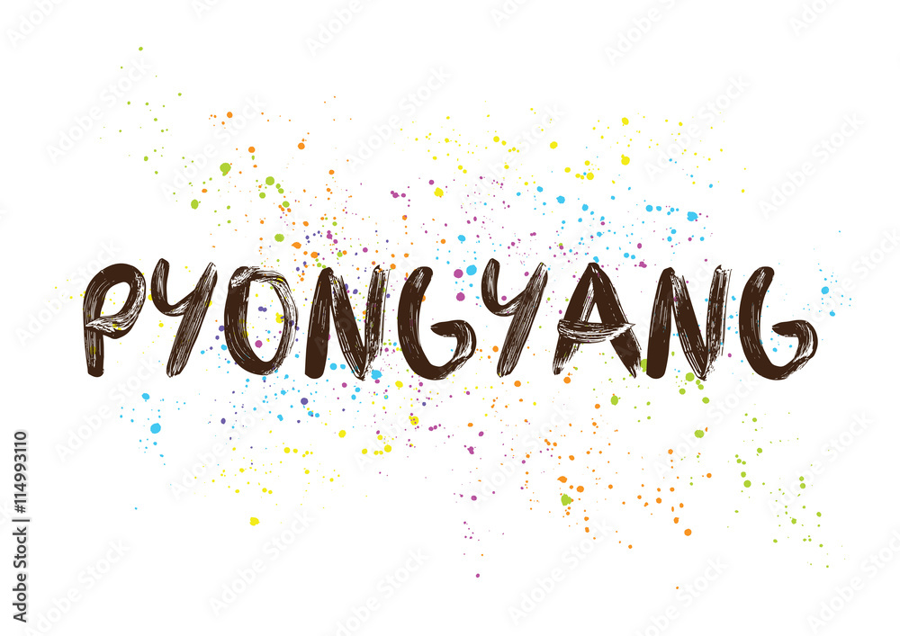 Pyongyang, North Korea. Capital city typography lettering design. Stock ...