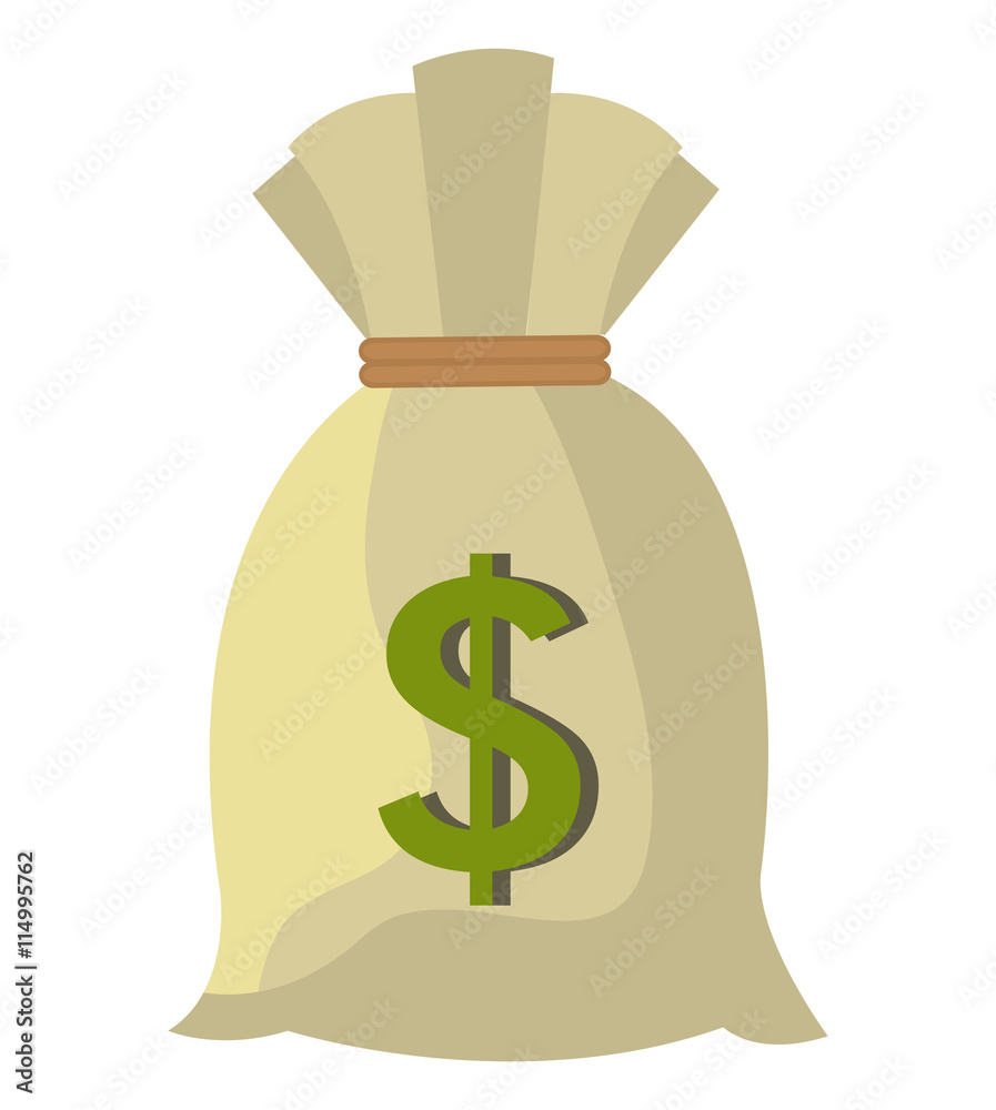 Money bag icon cartoon over white background, vector illustration ...